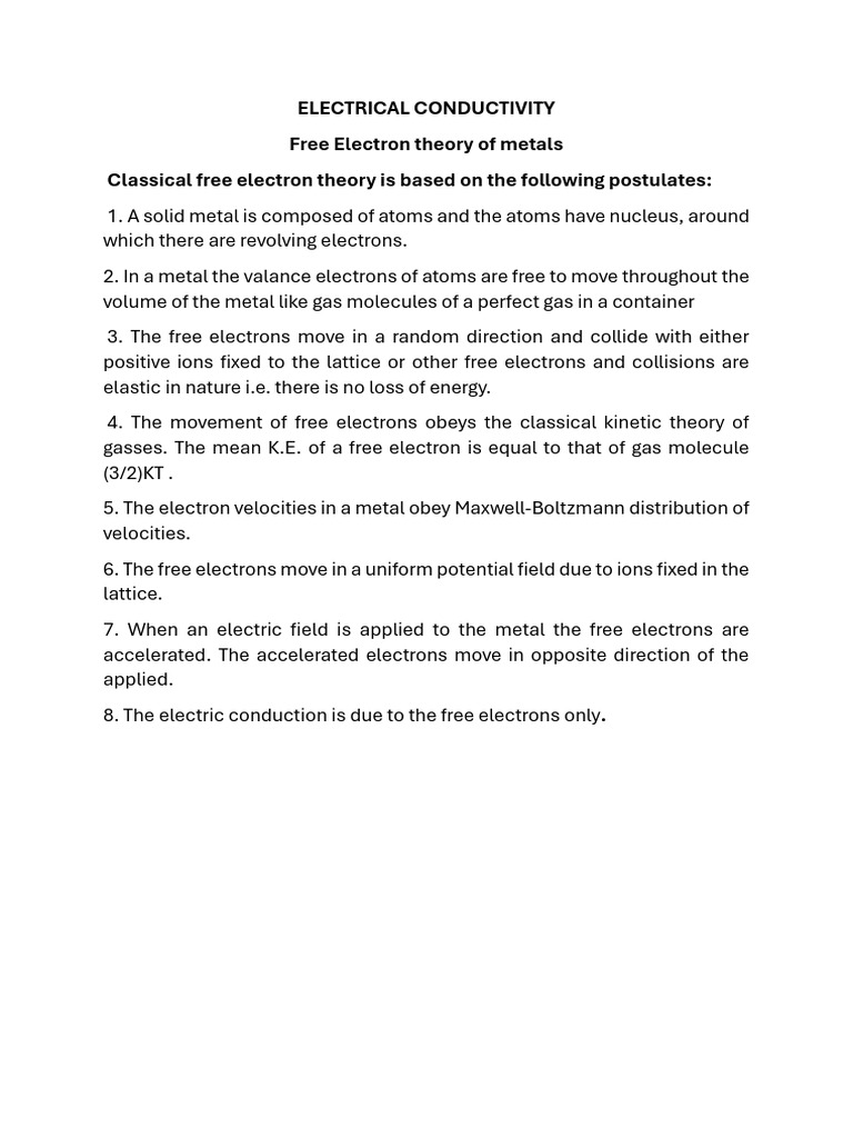 Module 1-Electrical Conductivity | PDF | Electrical Resistivity And Conductivity | Band Gap