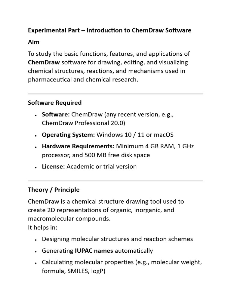 ChemDraw Software: Functions & Usage Guide | PDF | Molecules | Chemical ...