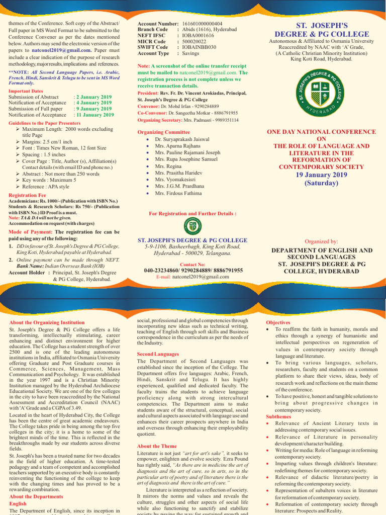 3 Fold Brochure St. Joseph | PDF | Liberal Arts Education
