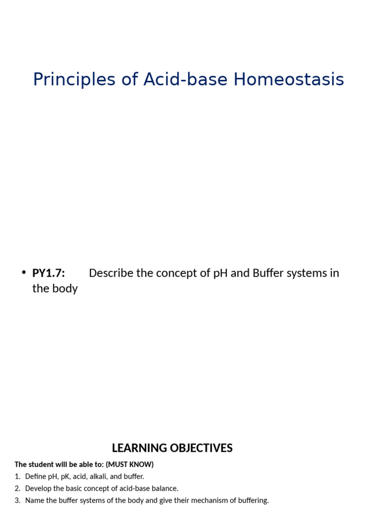 Principles of Acid-Base Homeostasis | PDF | Buffer Solution | Physiology