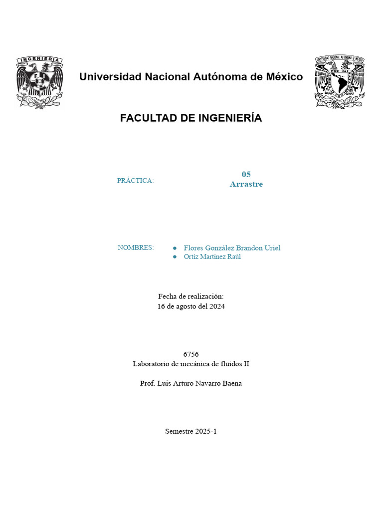 Flores Brandon Practica5 | PDF | Arrastrar (Física) | Levantar (Fuerza)