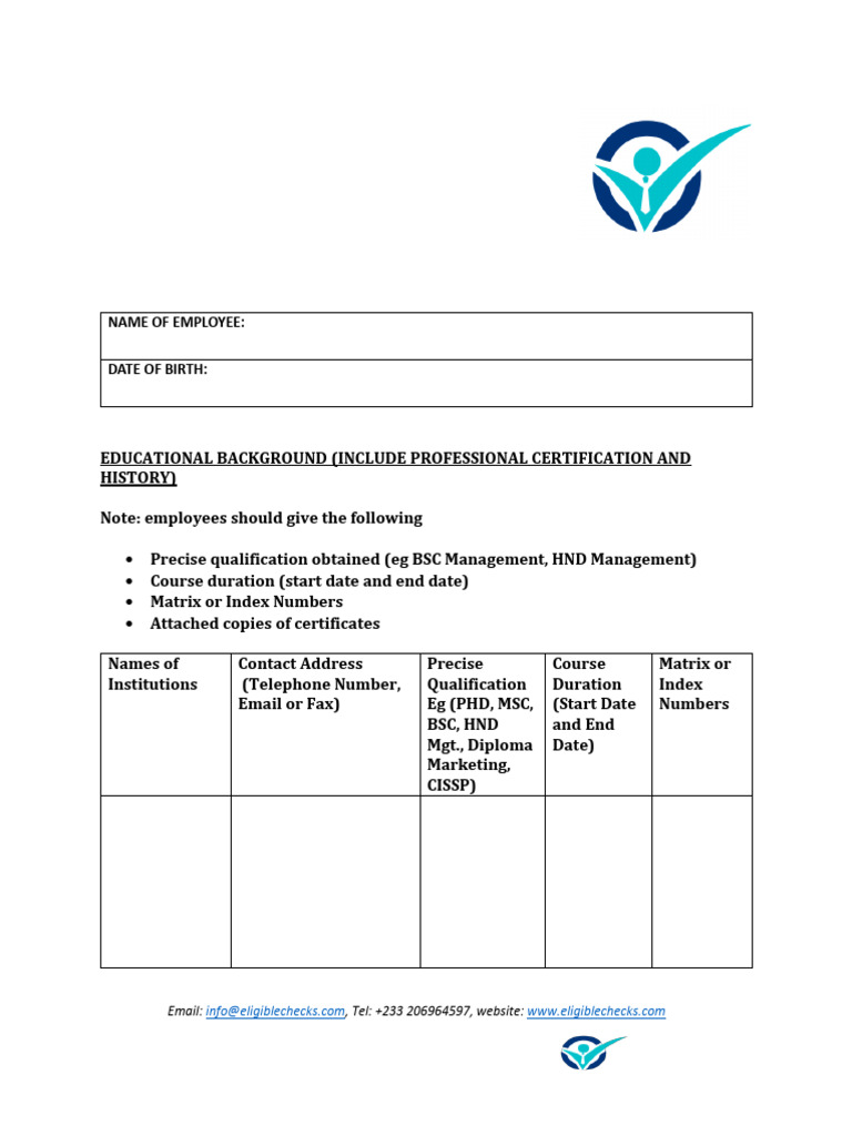 Eligible Checks Consent Form and Candidate Details | PDF | Identity ...