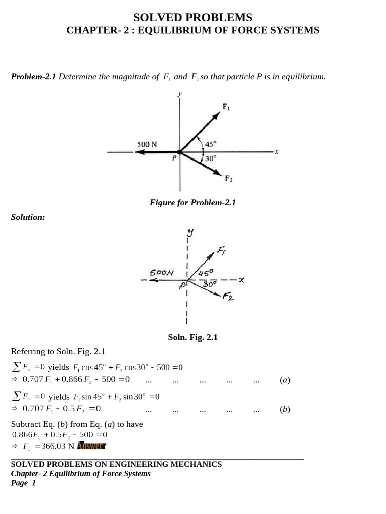 Chap 2 Equilibrium of Force Systems | PDF | Force | Rotation
