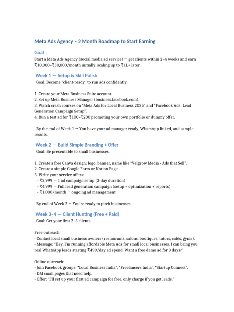 Meta Ads Agency Roadmap | PDF