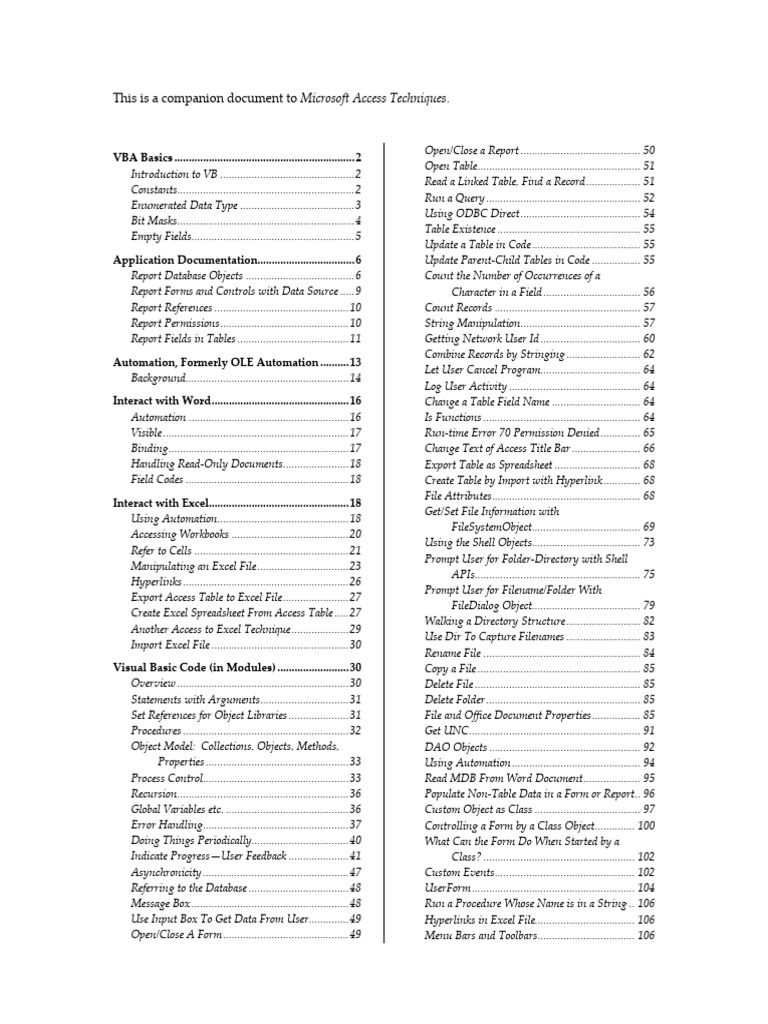 Microsoft Access VBA Techniques | PDF | Component Object Model ...