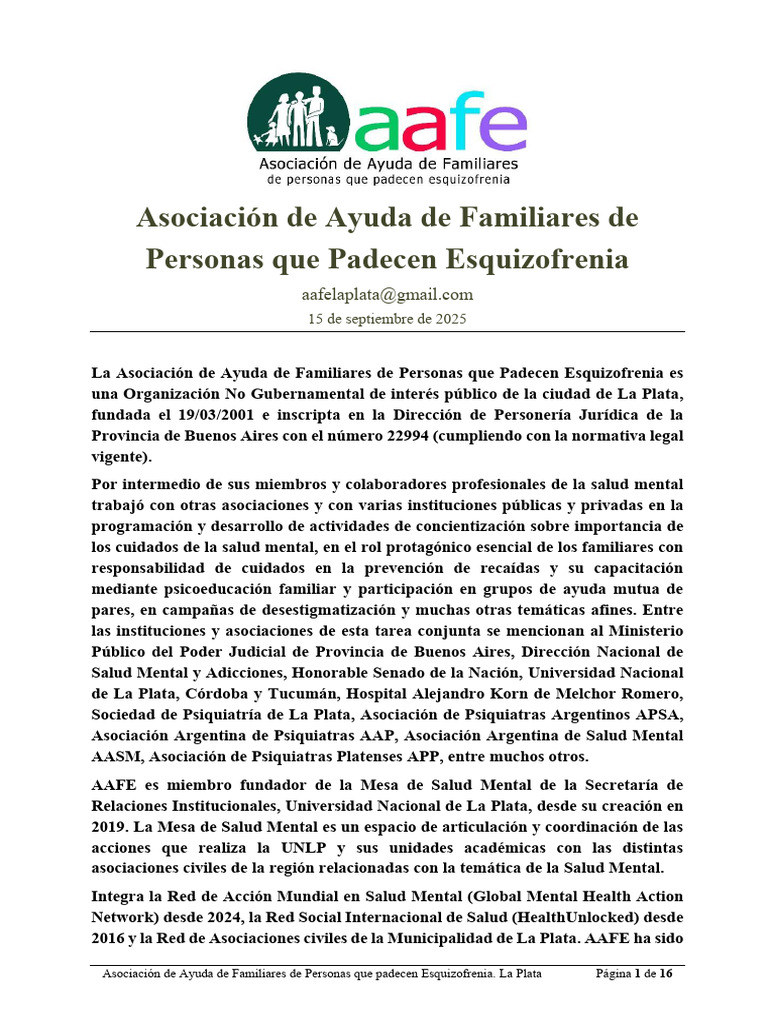 AAFE-Descripción y Antecedentes-2025 | PDF | Esquizofrenia | Trastorno ...