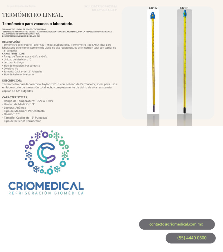 Termómetro Lineal para Vacunas y Laboratorio | PDF