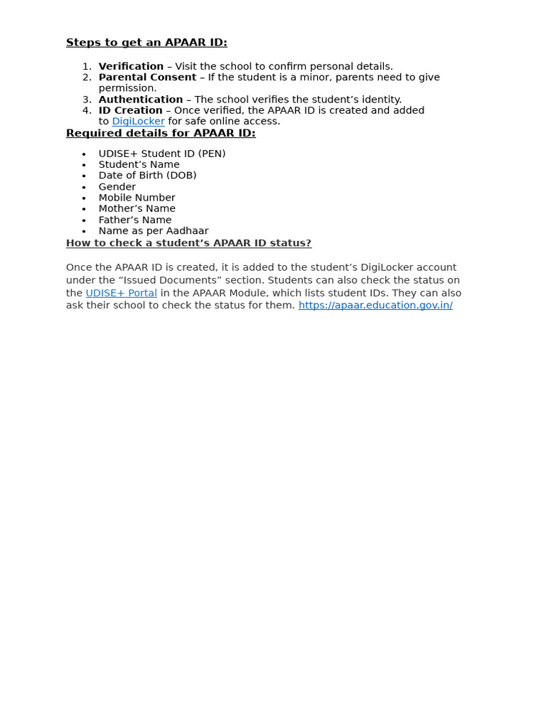 Steps To Get An APAAR ID | PDF | Identity Document | Authentication