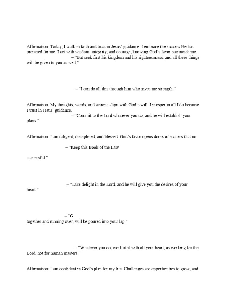 30-Day Faith-Based Success Affirmations | PDF | Faith | Bible