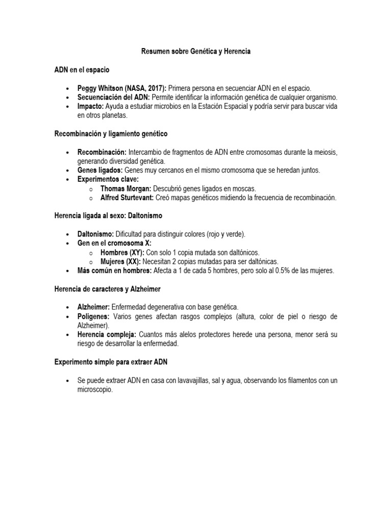 Resumen Sobre Genética y Herencia | PDF