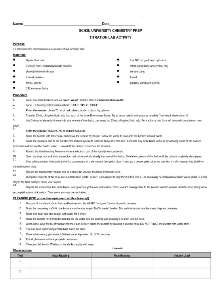 Titration Lab Revised Mdfd-Oct2025 Rubric2 Upd | PDF | Acid | Sodium ...
