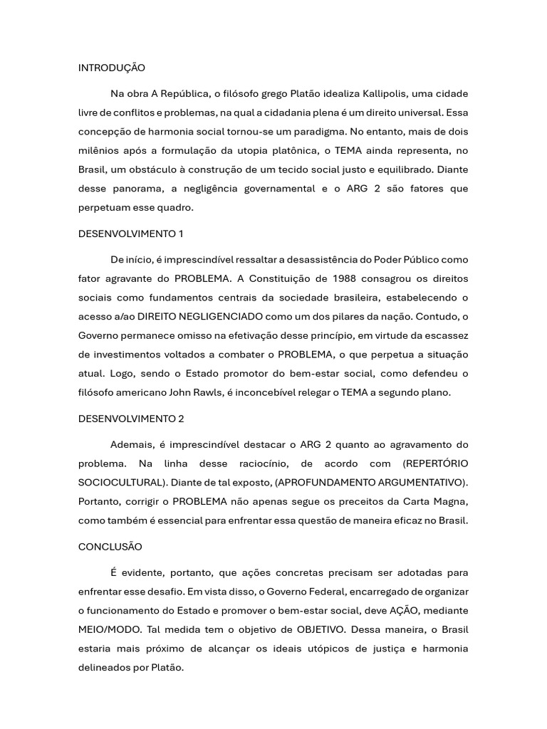 Modelo de Redação | PDF