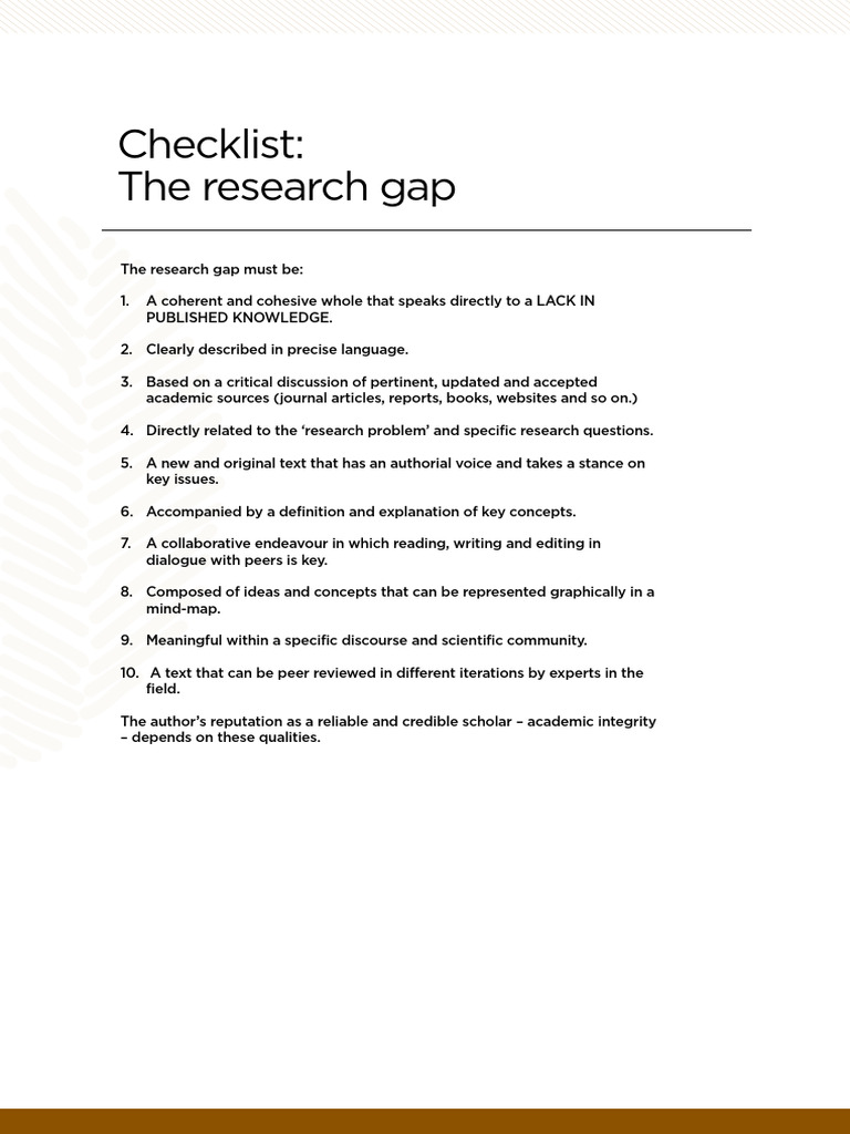 Checklist the Research Gap | PDF