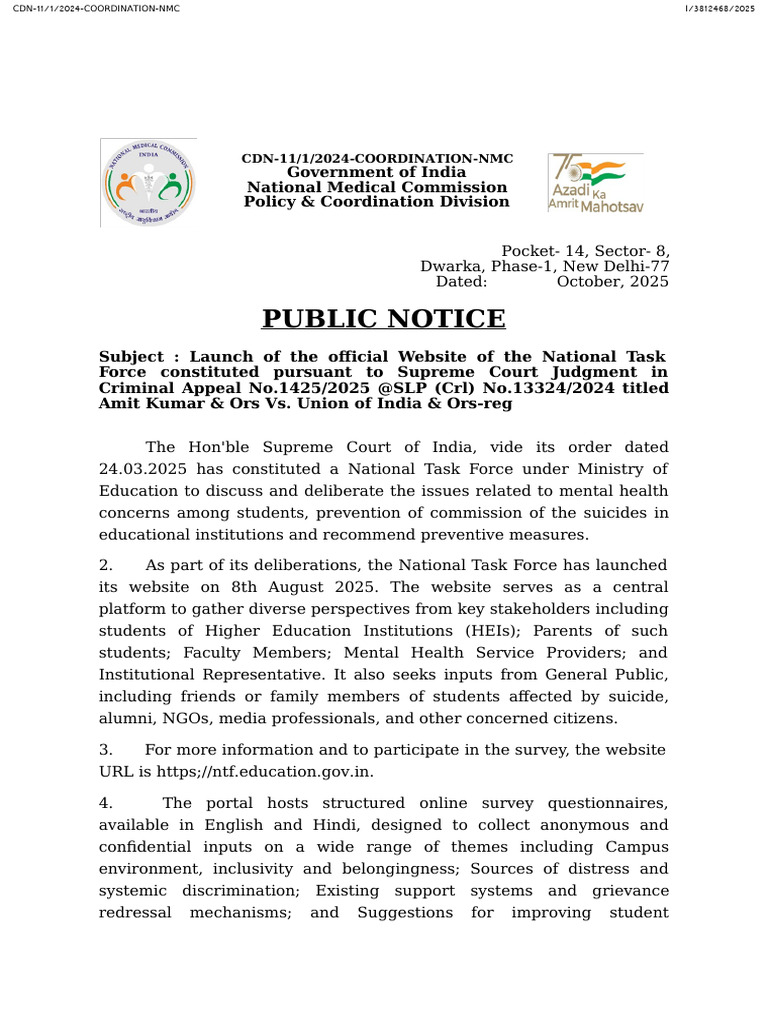 NMC Public Notice National Task Force | PDF