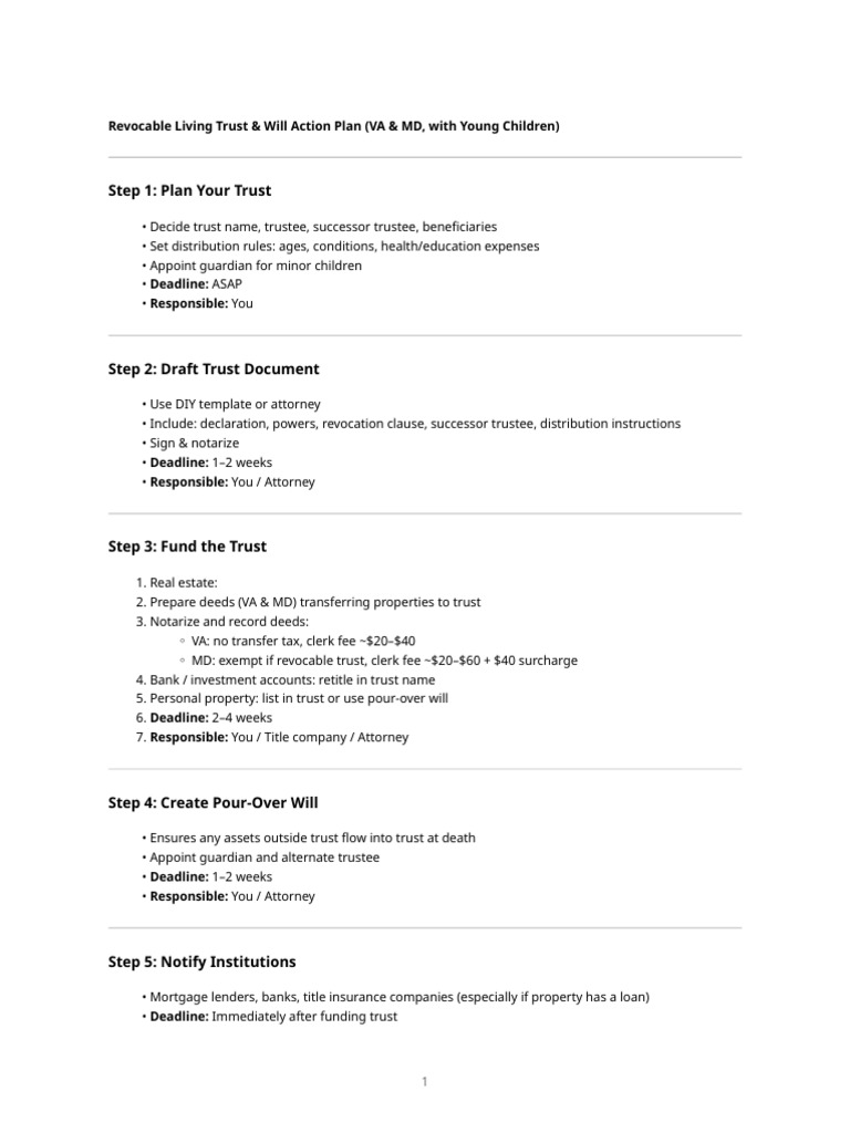 Trust Will Action Plan | PDF