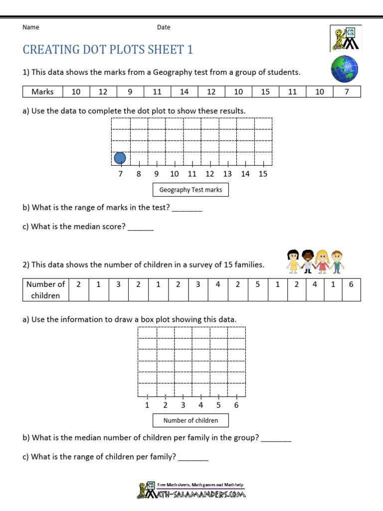 Dot Plots and Box Plots Worksheet | PDF