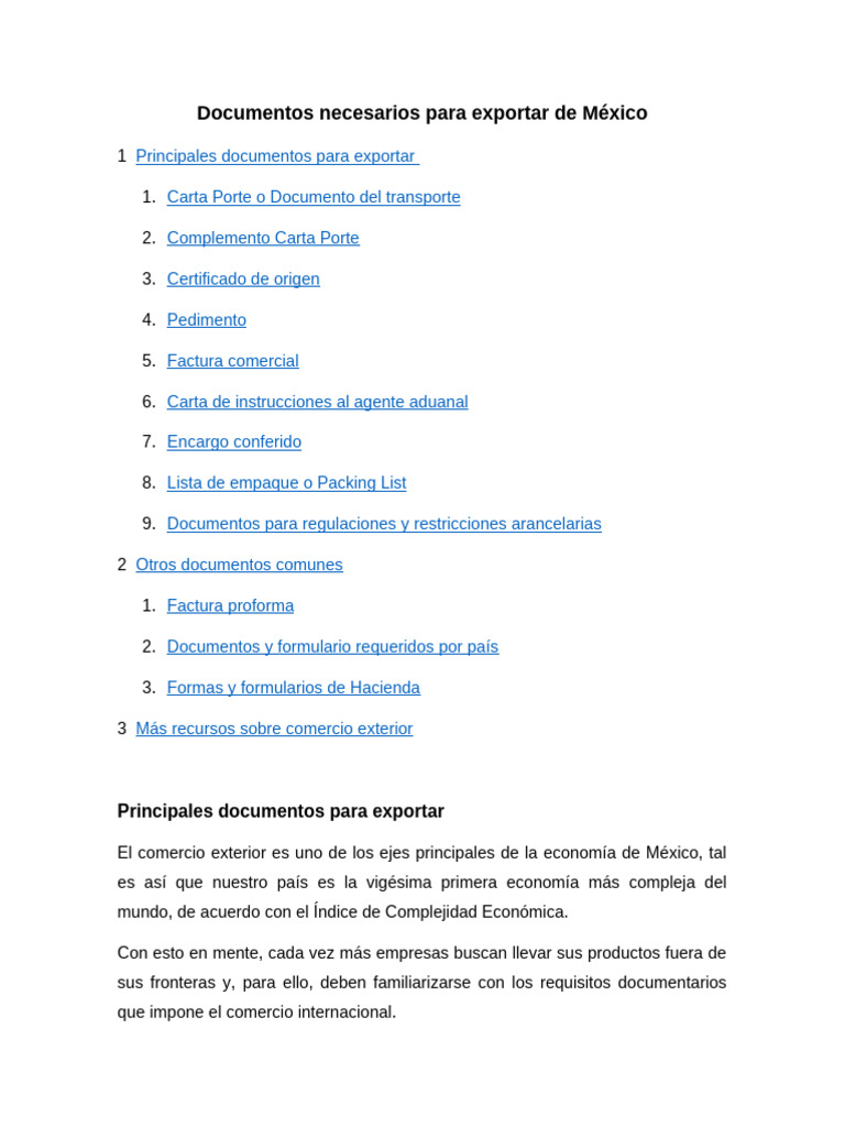 Documentos Clave para Exportar de México | PDF | Arancel | Comercio