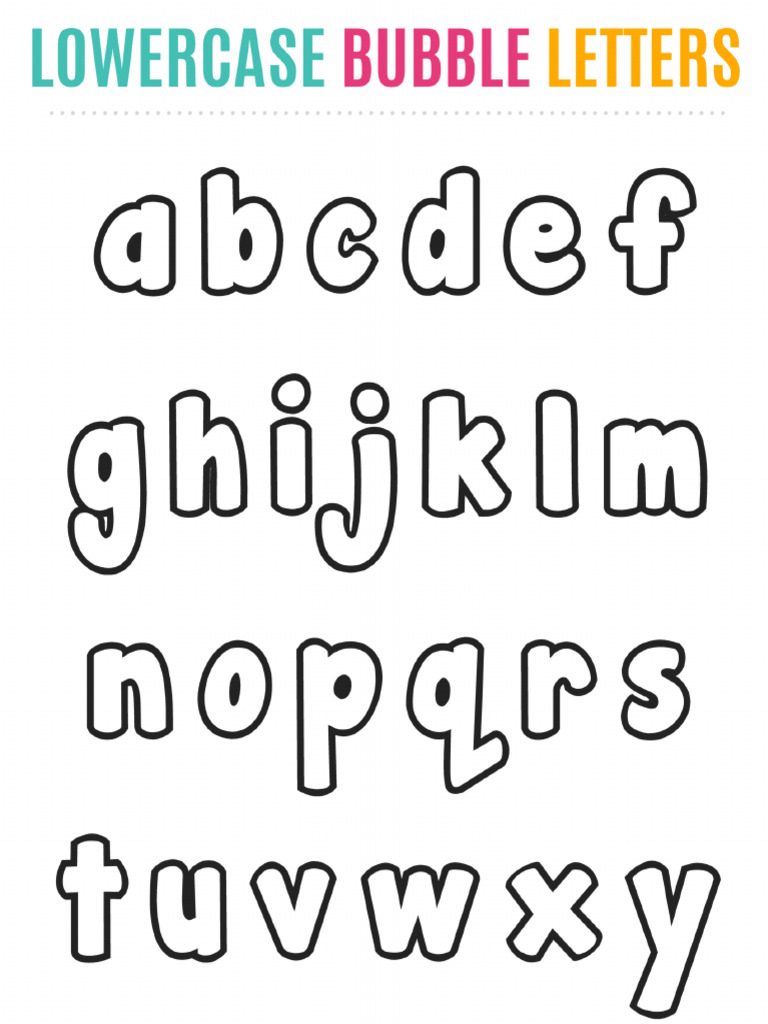 Free Printable Bubble Letters Lowercase Alphabet | PDF