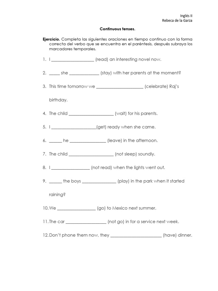 Continuous Tenses | PDF