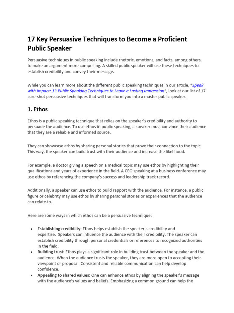 2top 5 Persuasive Techniques | PDF | Public Speaking | Persuasion