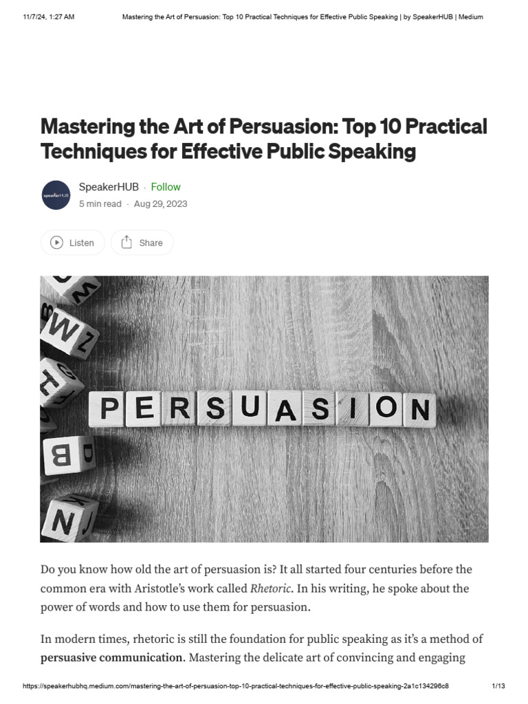 3mastering The Art of Persuasion Top 10 Practical Techniques For ...