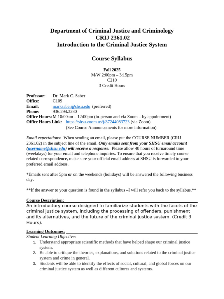 CRIJ 2361_02 Syllabus Fall 2025 | PDF | Artificial Intelligence | Intelligence (AI) & Semantics