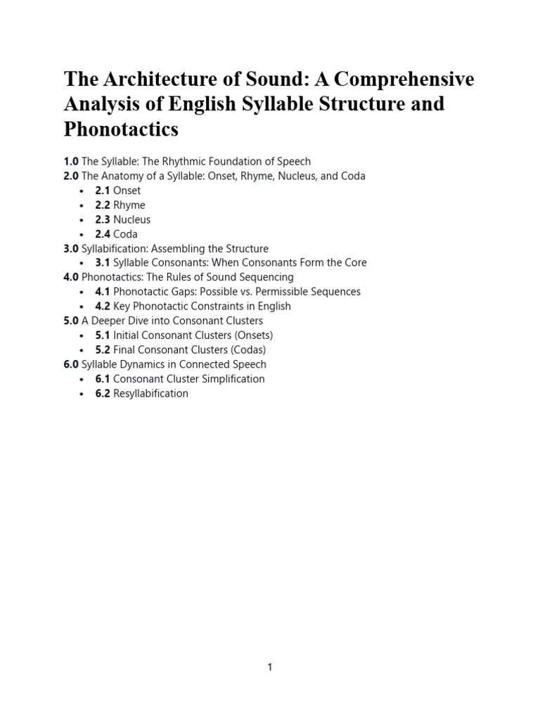 A Comprehensive Analysis of English Syllable Structure and Phonotactics ...