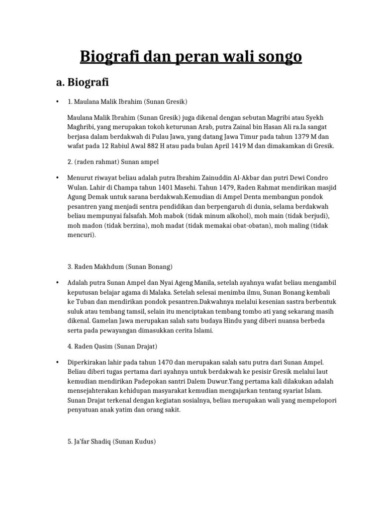 Biografi Wali 9 | PDF