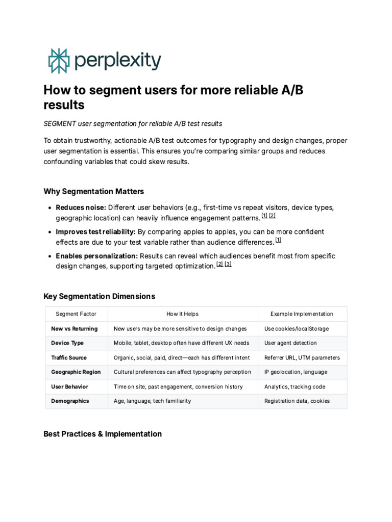 How To Segment Users For More Reliable A - B Results | PDF | Http ...