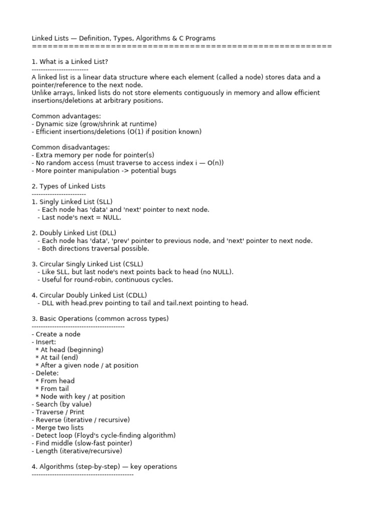 Linked Lists Complete Guide | PDF | Pointer (Computer Programming ...