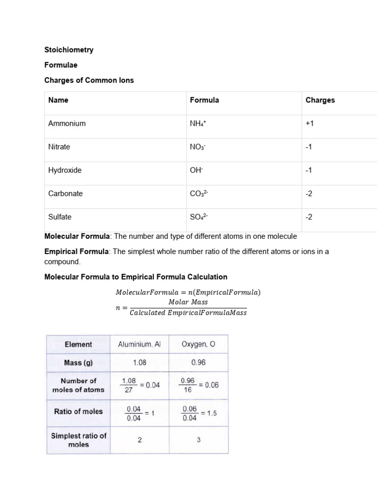 Stoichiometry and Moles 1761545524 | PDF | Mole (Unit) | Molecules