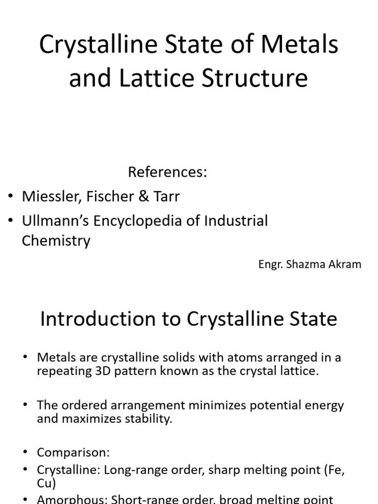 Crystalline State 0 Lattice (Terminal Exam) | PDF | Crystal Structure ...