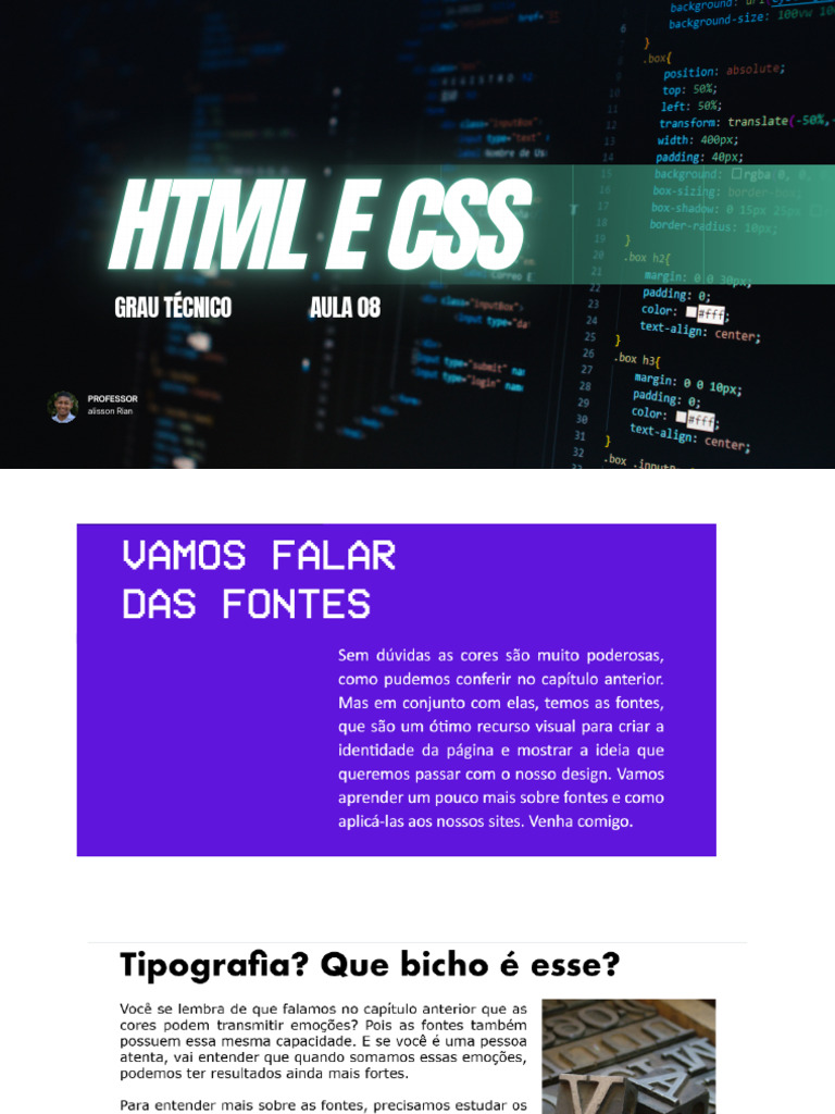 HTML,Css Java - Aula 9 | PDF