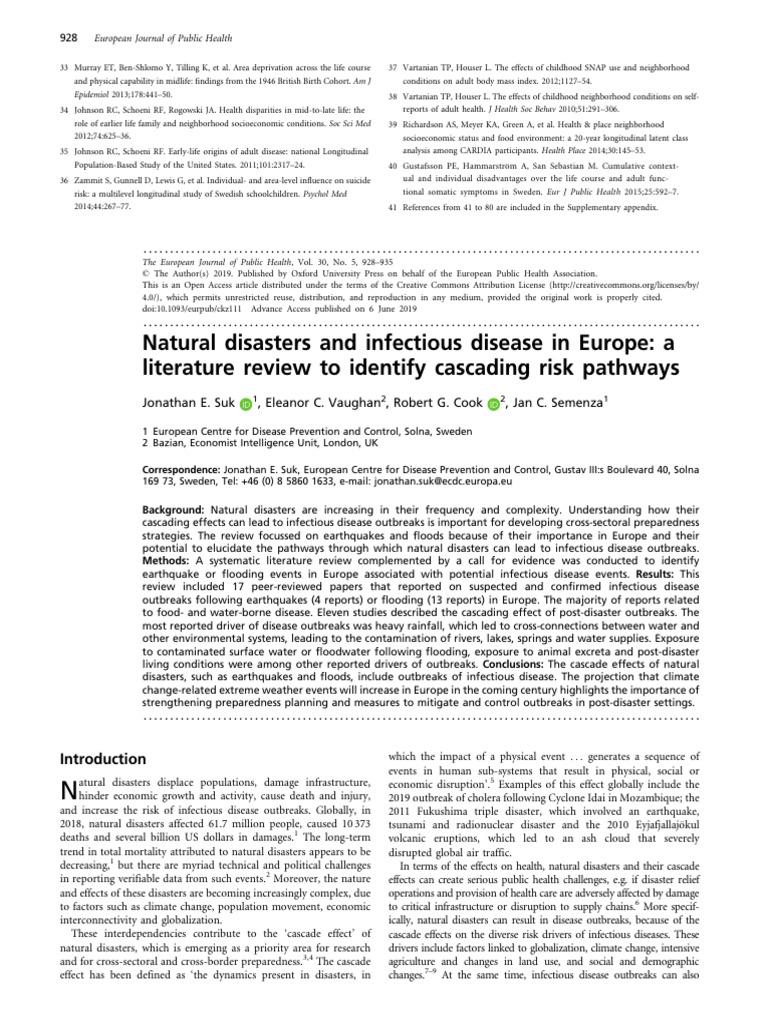 Natural Disasters and Infectious Disease Risks | PDF | Natural ...