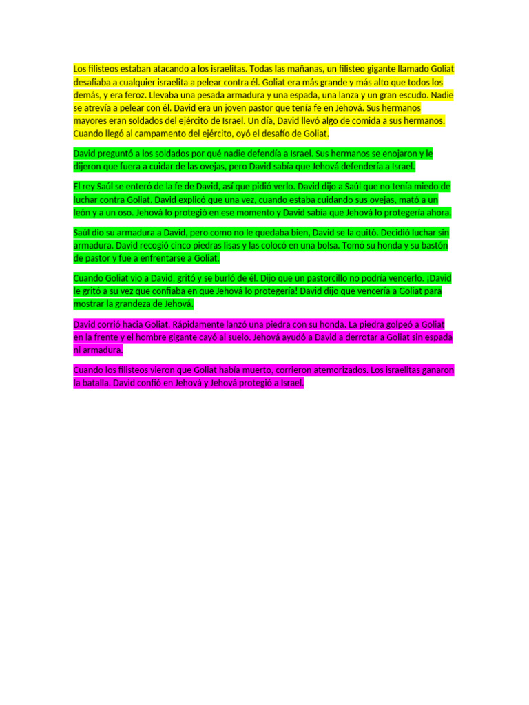 Historia David y Goliat | PDF