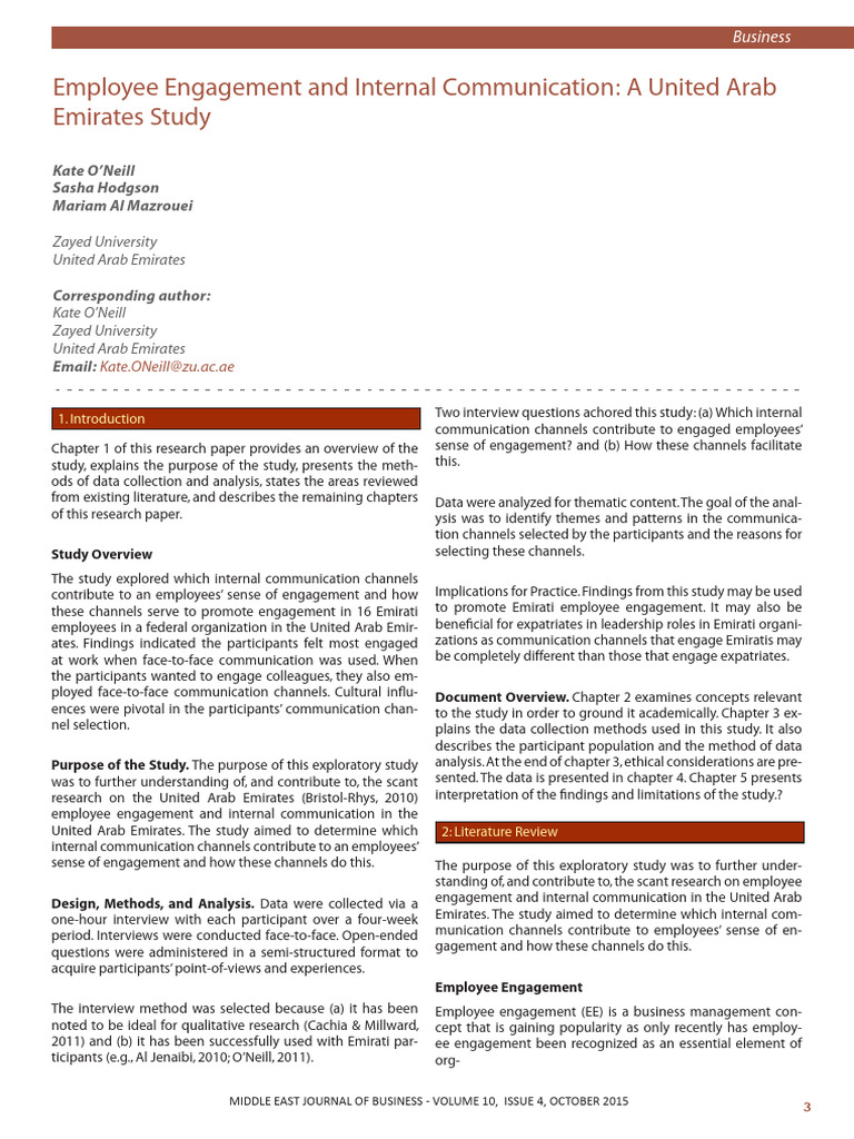 UAE Study on Employee Engagement Factors | PDF | Communication | Human ...
