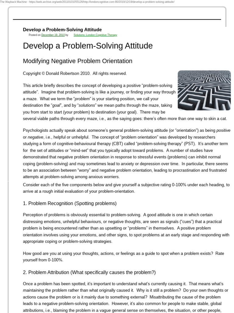 Develop A Problem-Solving Attitude - Solutions - London Cognitive ...