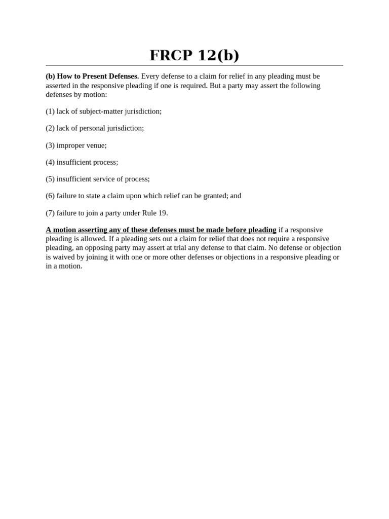 FRCP 12b | PDF