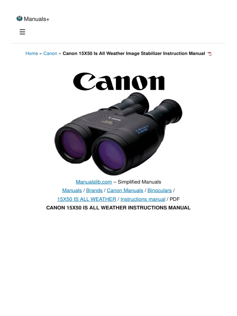 15x50 Is All Weather Image Stabilizer Manual | PDF