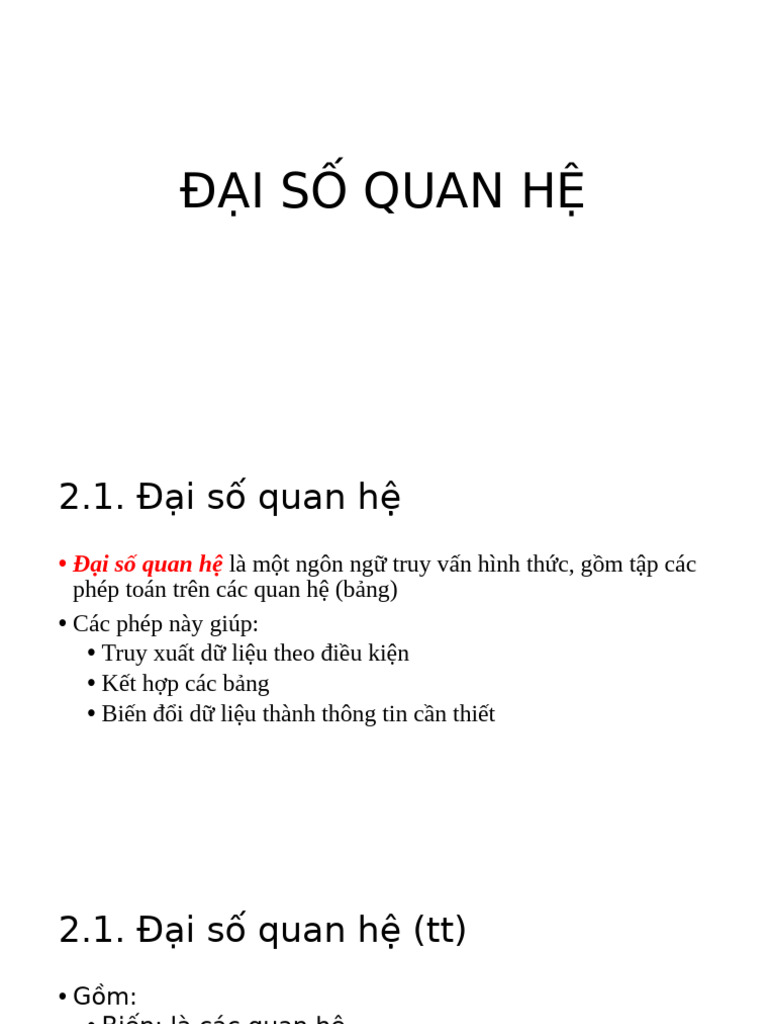 ĐẠI SỐ QUAN HỆ | PDF