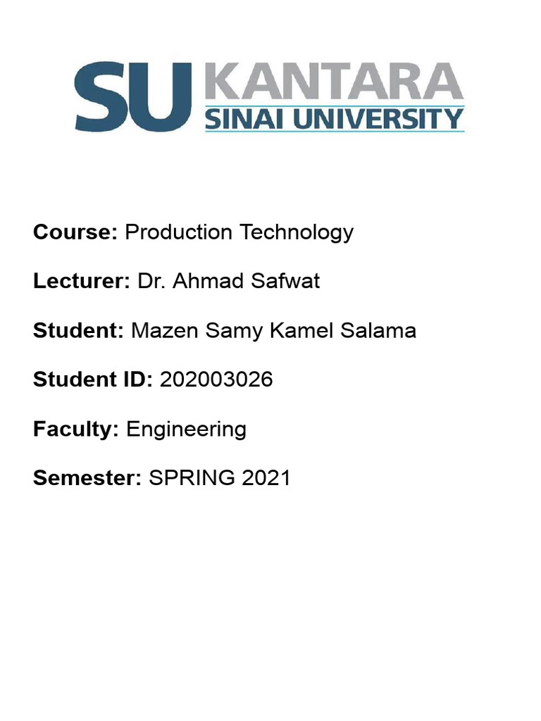 ProdTech Research - Mazen Samy, 202003026 | PDF | Sheet Metal | Bending