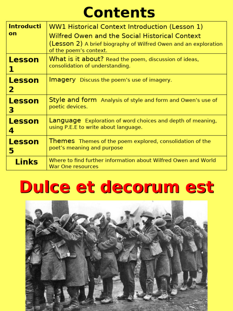 Dulce Et Decorum Est Unit | PDF | Trench Warfare | Poetry