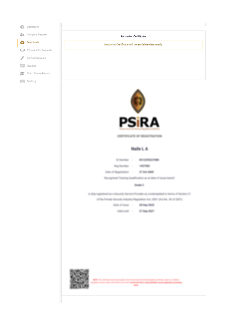 PSiRA Registration Portal | PDF