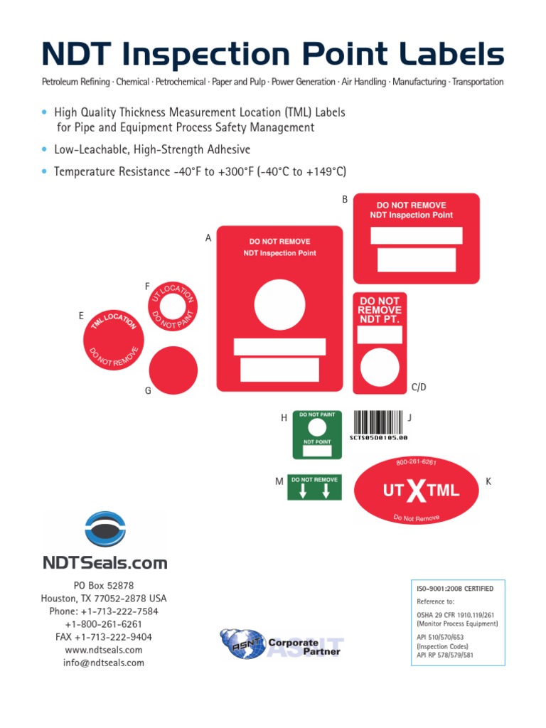 NDT Inspection Point Labels Guide for Piping & Equipment | PDF ...
