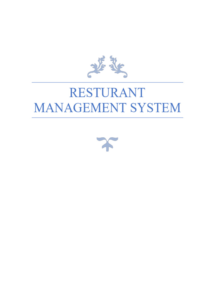 Restaurant Management System SRS | PDF | Menu | Restaurants