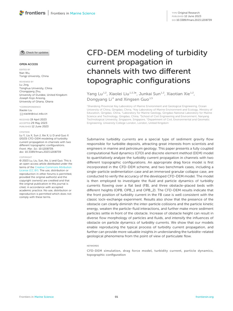 2023 - Lu-Et-Al - CFD-DeM Modeling of Turbidity Current Propagation in ...