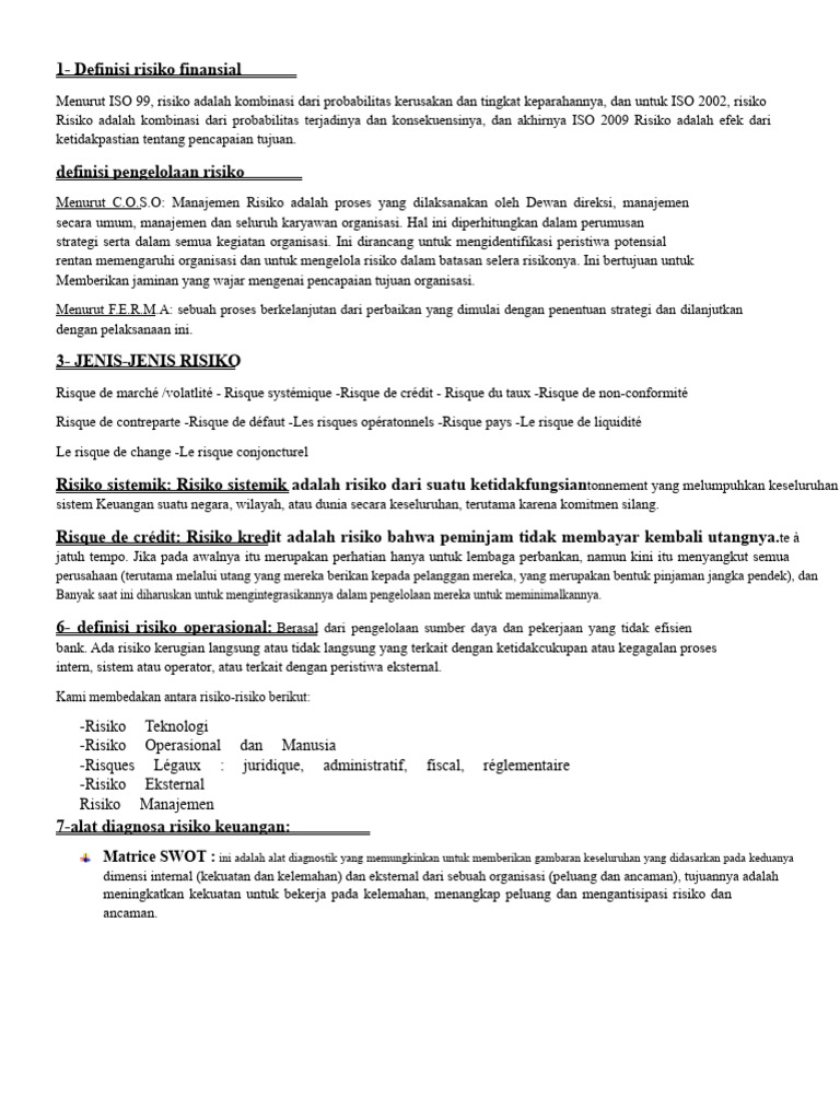 Definisi dan Jenis Risiko Finansial | PDF