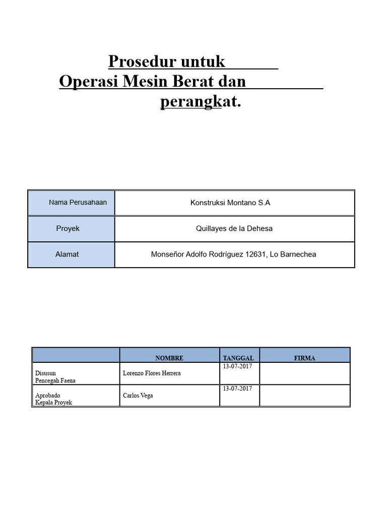 Prosedur Operasi Mesin | PDF