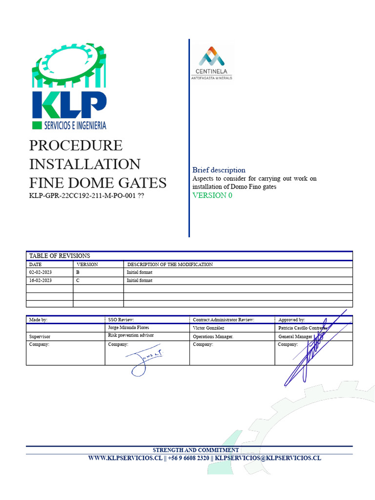 Installation of Fine Dome Gates | PDF | Occupational Safety And Health ...