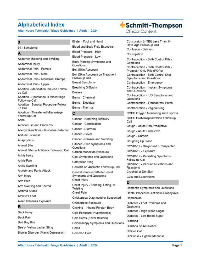 Adult-AH-Alphabetical-Protocol-Index | PDF | Birth Control | Pregnancy